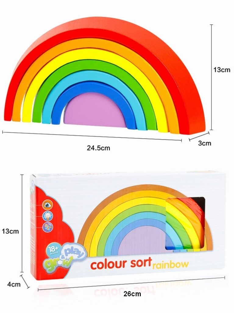 Rainbow Stacking Toy for Toddlers Wooden ‣ Efillooc Retail