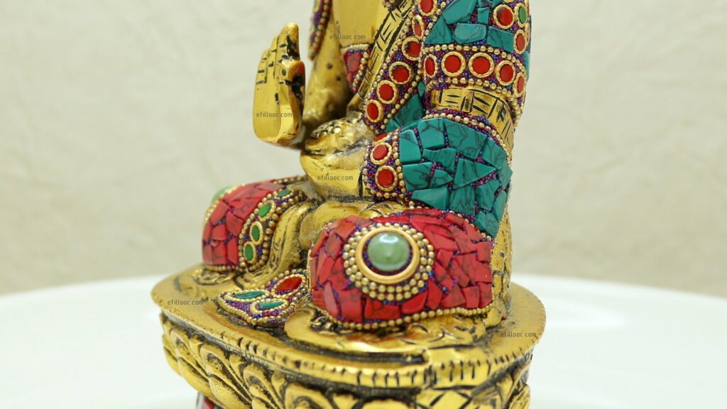 Metal Handicraft Buddha Idol on Lotus Blessing Hand for Gifting ...