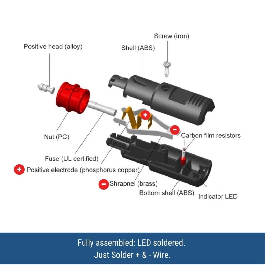 12V Car Male Plug Connector with 8A Fuse & LED for Tire Inflator Vacuum ...